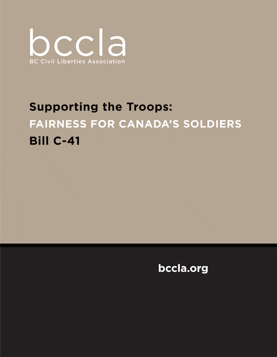 Bill C-41, Supporting the Troops: Fairness for Canada's Soldiers - BC ...